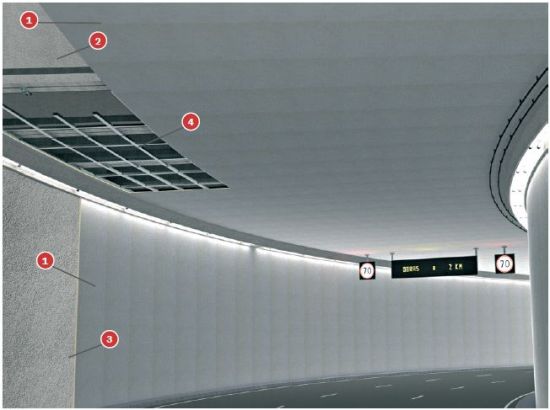 Tecbor B 40 Tunnel Suspended Ceiling on Metal Structure. RWS...